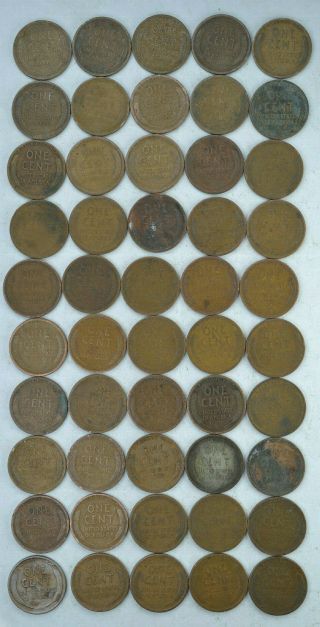 Roll Of 50 Circulated 1919 P Lincoln Wheat Cents | #10042781