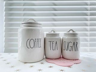 Rae Dunn COFFEE SUGAR TEA Canister Set LL Large Letter VHTF By Magenta ...